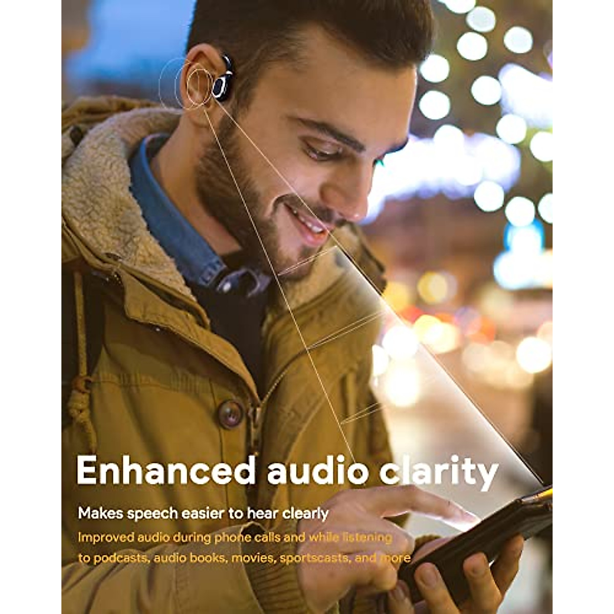 MEE audio AirHooks Open Ear Headphones - Lightweight, Comfortable, Sweatproof Wireless Bluetooth Earbuds with Mic and High Audio Clarity Let You Hear Your Surroundings for Safer Workouts and Running