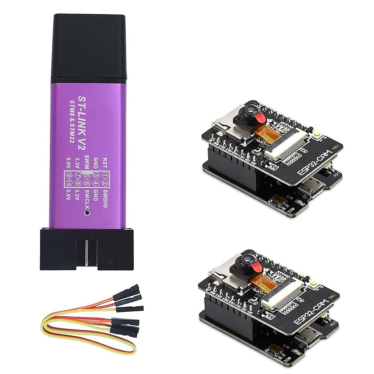 Aideepen ST Link V2 Programming Unit Mini Emulator Downloader M89 New (Random Color)+2 PCS ESP32-CAM W-BT Board