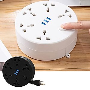 MIANHT Power Strip with 3 USB Ports - Travel Power Strip, 6.56Ft Extension Cord with 5-Outlet, Ultra-Compact Wide Spaced Multi Outlets Plugs Sockets, for Room, Work