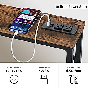 Tohomeor 5.9" Skinny Behind Sofa Console Table with Charging Station 47.24" Narrow Long Behind Couch Table with Power Outlets USB Ports Thin Entry Table for Entryway Living Room Hallway