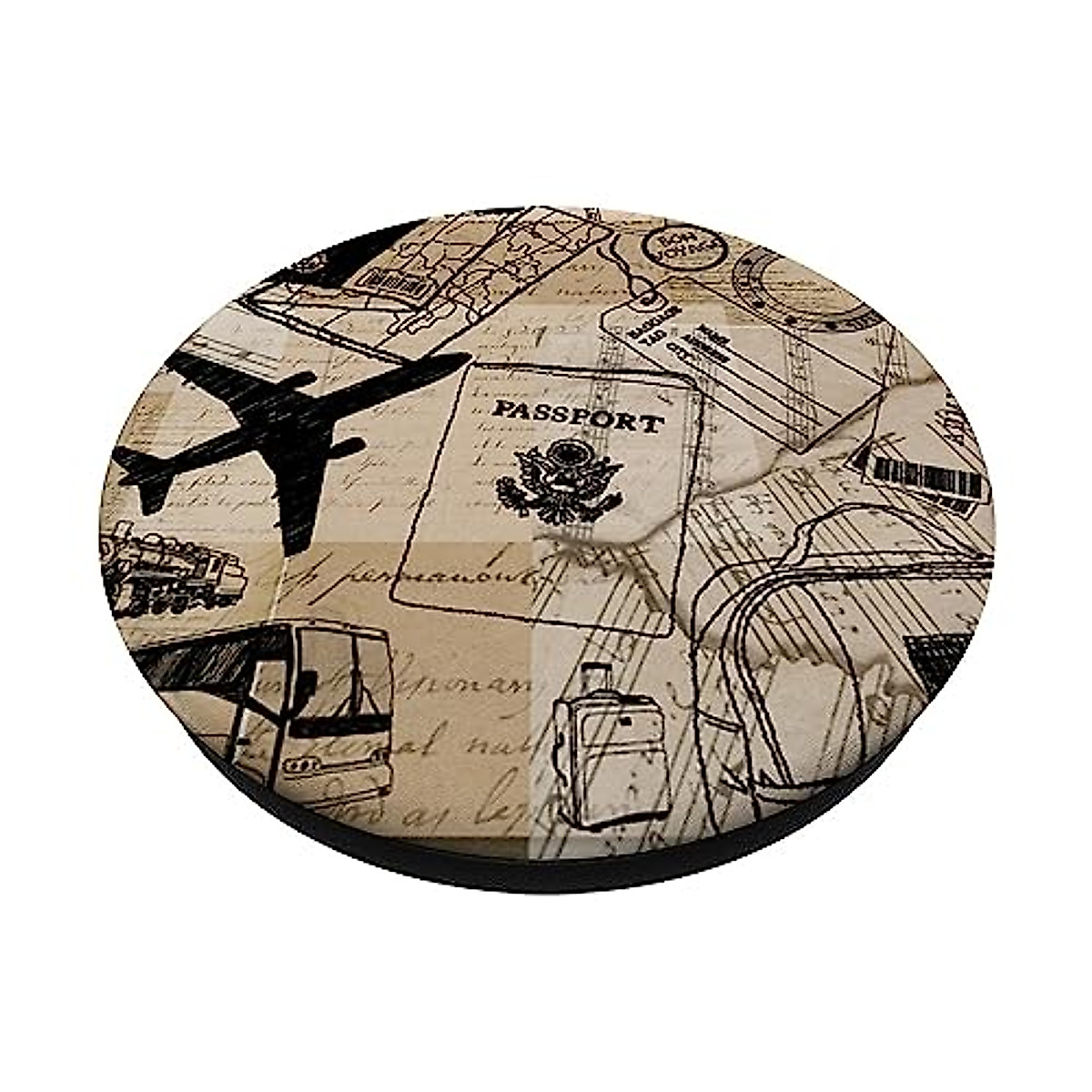 Retro Travel Plane Vintage Map Pilot Flight Attendant Gift PopSockets Swappable PopGrip