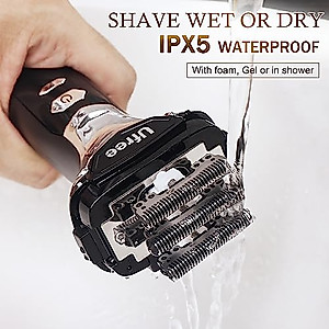 Ufree Electric Razor for Men, Waterproof 5-Blade Foil Shaver, 2 Speeds Electric Shavers for Men Face Shaving Machines with Pop-up Beard Trimmer, Gifts for Men, Rechargeable, Wet & Dry Shave