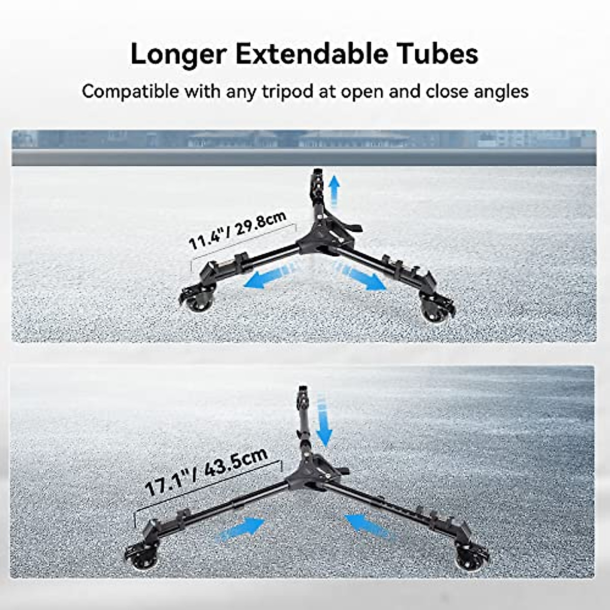 SmallRig Universal Photography Tripod Dolly, Heavy Duty with 3" Rubber Wheels, Adjustable Legs and Carry Bag, 33 lbs Capacity Tripod Wheels for Canon for Sony Cameras Camcorder Video Lighting- 3986