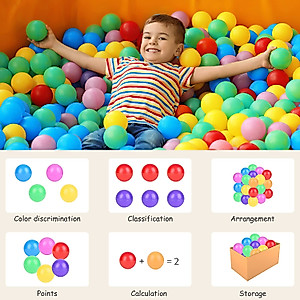 Vanland Ball Pit Balls for Baby and Toddler Phthalate Free BPA Free Crush Proof Plastic - Multicolored Pit Balls in Reusable Play Toys for Kids with Storage Bag