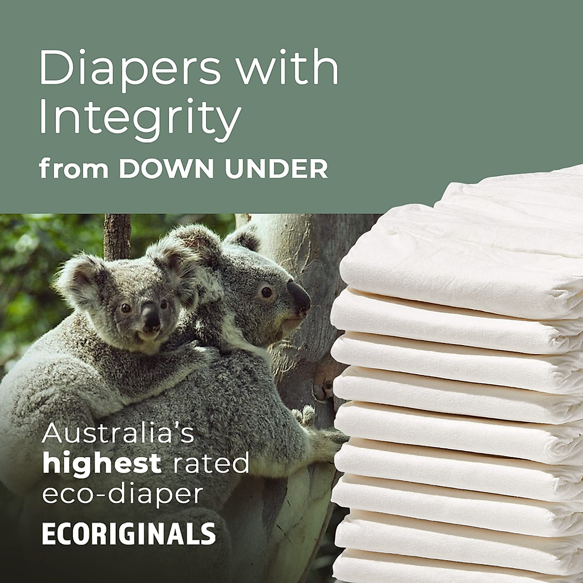 Ecoriginals Eco Disposable Hypoallergenic Diapers | Newborn Plus Baby Size 1, 8-13lbs | 1 Pack, 28 Count | Plant-Based, Non-Toxic