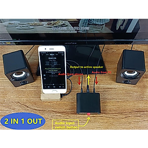 M1 2 in 1 Out 3.5mm Stereo Audio Switch aux switcher Speaker selector Splitter Box