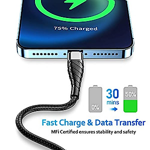 iPhone Charger 6FT 3Pack, [Apple MFi Certified] Lightning Cable Long iPhone Cable Cord Fast iPhone Charging Cable Compatible with iPhone 14/13/12/11 Pro Max/XS MAX/XR/XS/X/8/7/Plus/6S/6/SE/5S/iPad