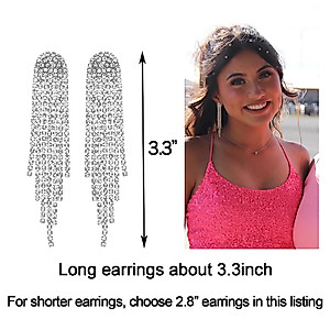 SELOVO Clear Austrian Crystal Chandelier Tassel Long Statement Dangle Earrings Drop Earrings Dangly Earrings Dangling Earrings for Women Silver Tone