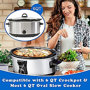 Silicone Slow Cooker Liners fit for 6-7 QT Crockpot, Silicone Slow Cooker Divider Liner, Reusable/BPA Free/Leakproof/Slow Cooker Accessories Cooking Liner for 6-7 Quart Pot - Black