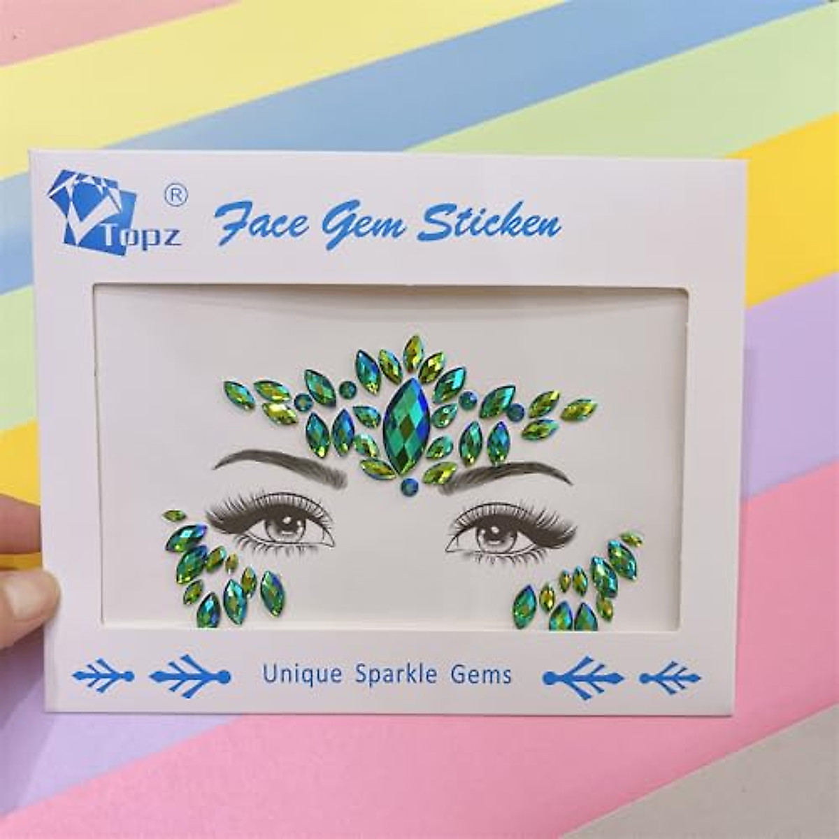 Green Face Jewels Stick On Halloween Face Gems Sticker for Makeup Face Rhinestones Self Adhesive Face Glitter Face Jewelry Festival Party DIY Eye Tattoo Stickers Halloween Makeup (Emerald Ab/SR17)