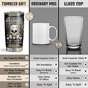 Pudmaple Mechanic Gifts, Cool Mechanic Gifts for Men, Mechanical Engineering Gifts, Gift for Mechanics Man, Best Mechanic Gift Ideas, Mechanic Water Glasses, Mechanic 20oz Tumbler for Dad/Son/Husband