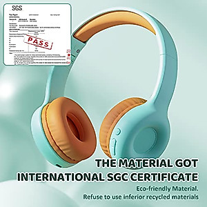 KO-STAR Kids Headphones, Wireless Bluetooth Headphones for Toddlers, 3.5mm Audio Green Headphones with Microphone, Foldable Noise Canceling Headphones for School/ipad/Kindle/Tablet/PC(Limited 85dB)