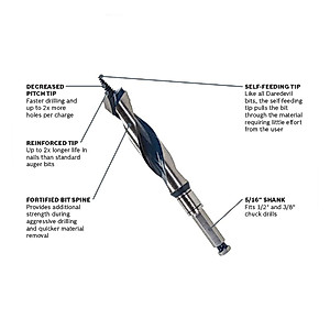 Bosch NKSC16 1 In. x 6-1/2 In. Daredevil High-Speed Auger Bit