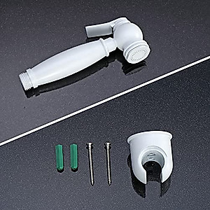 MINJING Hand Held Toilet Bidet Sprayer, Solid Brass Bidet Faucet for Single Cold Water, White Dual Handle Shower Douche Kit, Wall Mounted Bathroom Bidet Attachment Set,Set B