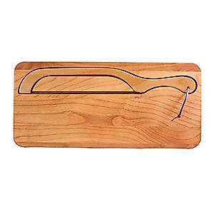 Out of the Woods of Oregon Solid Red Alder Knife Board and Bread Slicer Set for Slicing Home-made Bread