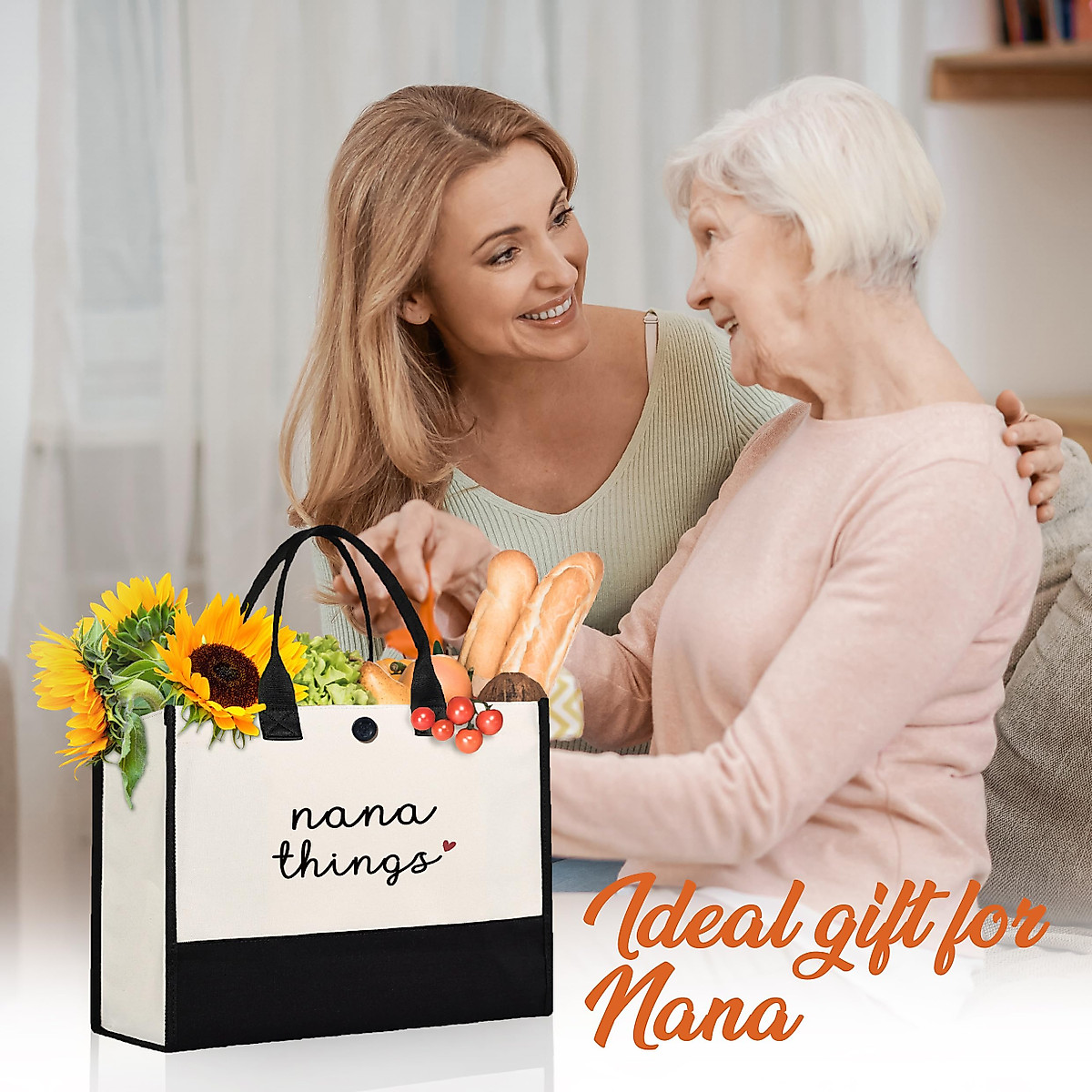 Craftique Nana Gifts from Grandkids- Unique Practical Tote Bag- Birthday Gifts for Nana Grandma Grandmother Granny, 17” x 6.7” x 12.5”