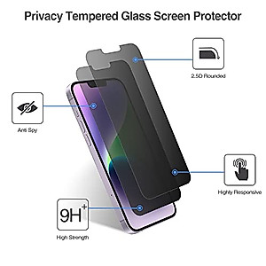ProCase 2 Pack 6.7 Inch iPhone 14 Plus/iPhone 13 Pro Max Privacy Screen Protector, 9H Anti Spy Dark Tempered Glass Screen Film Guard for iPhone 14 Plus 2022/ iPhone 13 Pro Max 2021, Case Friendly