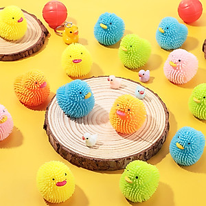 Meanplan 20 Pcs LED Puffer Duck Light up Duck Flashing Rubber Duck Mini Bath Ducks Light up Duck Relieve Toy for Boys Girls for Funky Disco Birthday Party Bathtub Shower Favors, 5 Mixed Colors