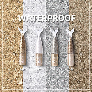 LAMUSELAND 4 Colors Liquid Glitter Eyeliner, Metallic Shimmer Diamond Mermaid Eyeshadow, Waterproof Long Lasting Sparkling Eye Liner Makeup Colorful Set for Women Girls (A)