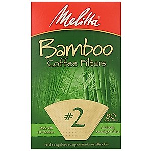 Melitta #2 Cone Coffee Filters, Bamboo, 80 Count (Pack of 6) 480 Total Filters Count - Packaging May Vary