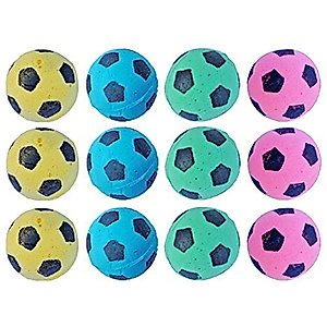 PETFAVORITES Foam Sponge Soccer Ball Cat Toy Interactive Cat Toys Independent Pet Kitten Cat Exrecise Toy Balls for Real Cats Kittens, Soft, Bouncy and Noise Free (12 Pack)