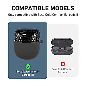 AHBTEYM for Bose QuietComfort Earbuds II Case(2022),Anti-Lost Strap Accessories,Silicone Skin Sleeve Cover for New Bose QuietComfort Earbuds 2 with Carabiner,Sports Lanyard for Women Men(Triple Black)
