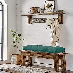 downluxe Indoor Bench Cushion for Indoor Furniture, Non-Slip Tufted Overstuffed Textured Memory Foam Bench Seat Cushion, 36" X 14" X 4", Green, 1 Pack