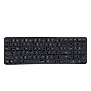Rapoo E9350L Rechargeable Wireless Keyboard, Support 4 Devices, Ultra-Slim with Indicator Light, Quiet, 90-Day Battery Life, Full Size Keyboard with Numeric Keypad for Windows/Mac/Linux/Chrome, Black