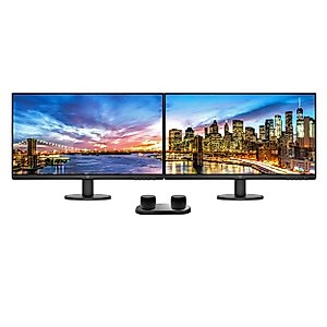 HP P27v G4 27 Inch IPS FHD 1920x1080 Monitor 2 Pack Bundle with HDMI, Low Blue Light, 2 Bluetooth Speakers for Professional Sound, Built-in Mic and Remote Shutter for Photos