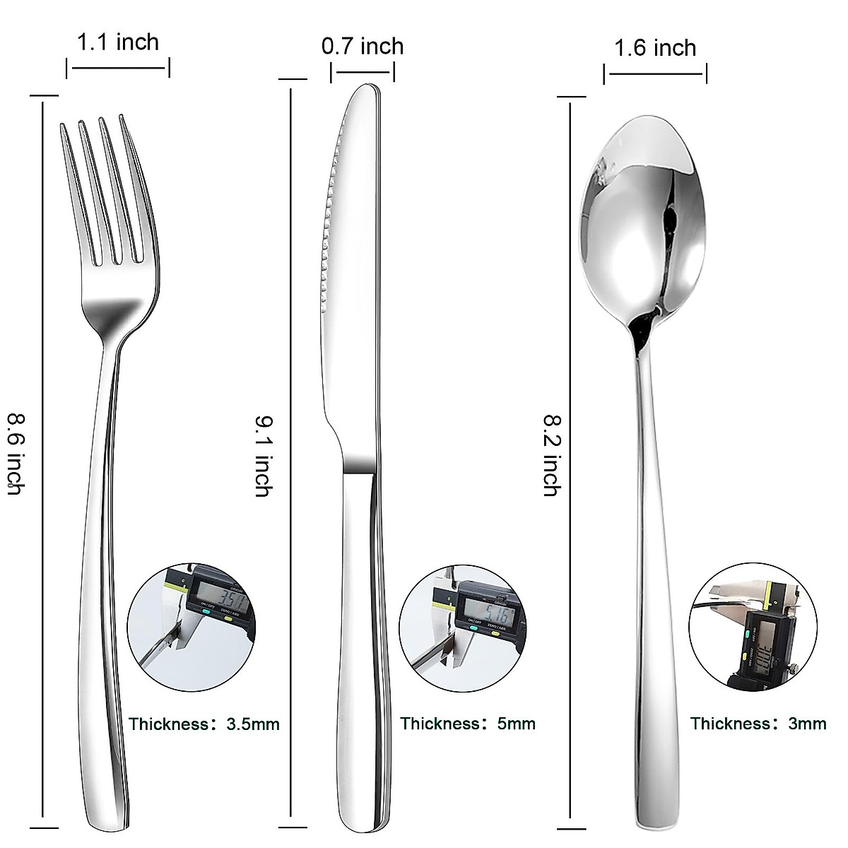 SOLEADER Silverware Set 6 Piece,Stainless Steel Flatware Set,Tableware Cutlery Set, Knives,Spoons and Forks Set,Kitchen Utensils Set with Mirror Polished,Dishwasher Safe