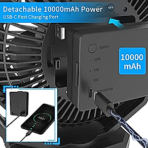 10000mAh Misting Fan Portable with Detachable Water Tank 400ml, 8 Inch Powerful Cool Mist Clip Fan, Battery Operated Rechargeable Fan, 2 Mister Modes, Sleep Timer, LED Lights, for Golf Cart, Outdoors