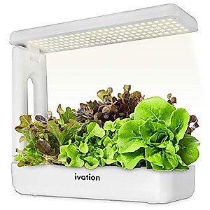 Ivation Herb Indoor Garden Kit | Complete Hydroponic Grow System for Herbs, Plants & Vegetables with LED Light, Seeding Box & Sponge Cubes, Planting Pods & Hats, Nutrients & Tweezers | Just Add Seeds!