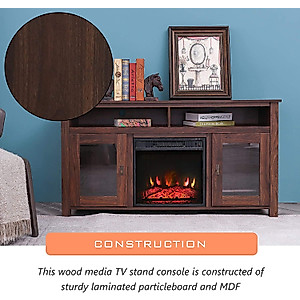 LOKATSE HOME Electric Fireplace Stand Console for TV's Up to 60" Living Room Storage Entertainment Center, Espresso