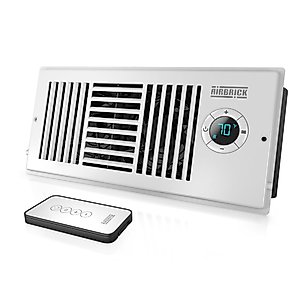Airbrick Smart 4" x 10" AC Vent Register Booster Fan with Remote Control and Thermostat. Enhances HVAC Airflow for Heating, Cooling in Bedroom and Other Rooms, for Wall and Floor Register, White