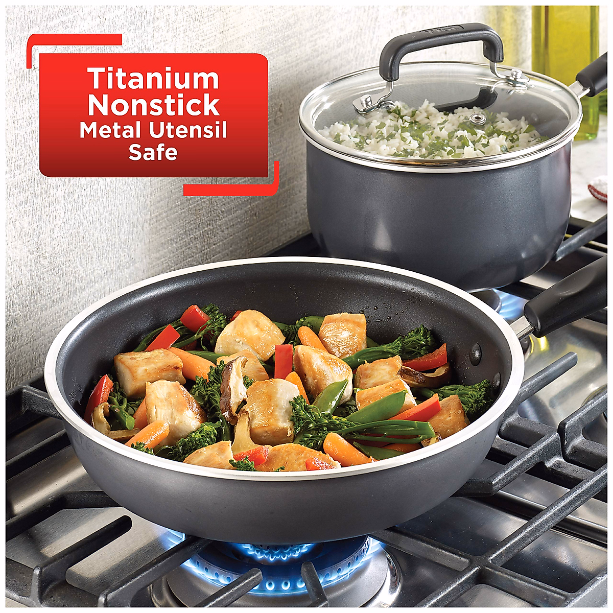 T-fal Signature Nonstick Fry Pan 8.5 Inch Oven Safe 350F Cookware, Pots and Pans, Dishwasher Safe Black