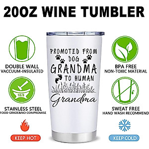 MTSDECO Promoted from Dog Grandma to Human Grandma Tumblers & Water Glasses 20 oz Insulated Stainless Steel Travel Coffee Mug Tumbler for Hot & Cold Beverages Birthday Christmas Gifts