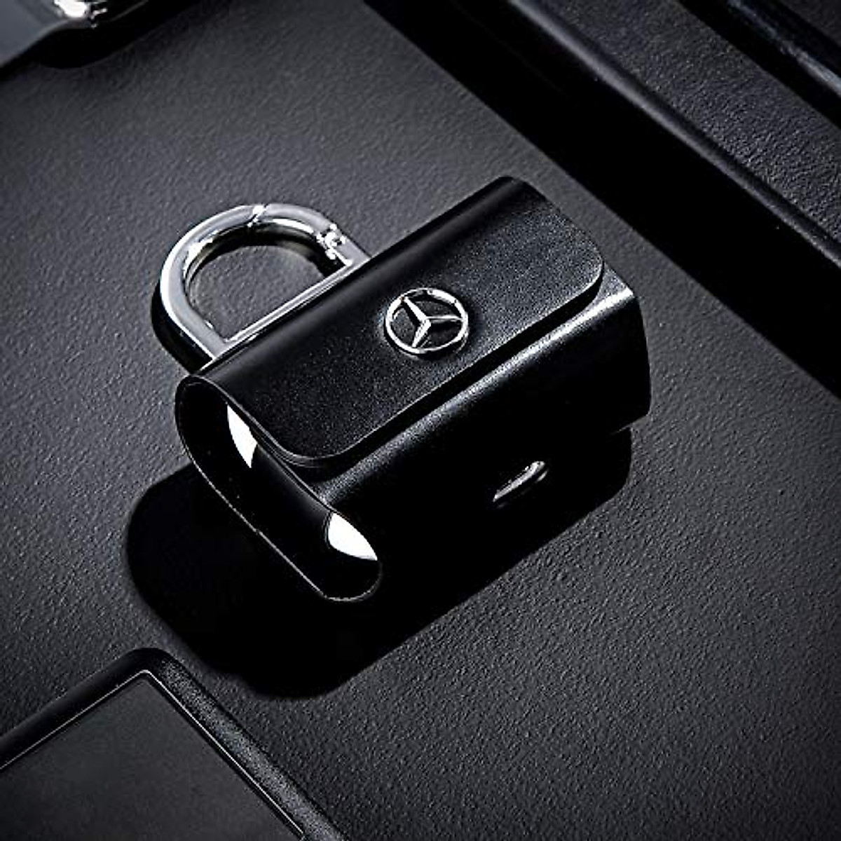 Mercedes-Benz D-Ring Leather Case Compatible with Airpods Pro (Storm Gray)