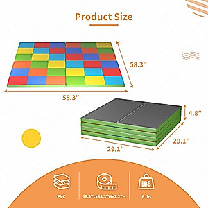 Kids Play Mat Foam Play Mat for Baby, Foldable Baby Foam Play Mat, Waterproof Non-Slip PVC Crawling Mat Suitable for Children's Room, Living Room, Kindergarten Or Nursery (Assorted)