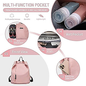 Maytopia Gym Sports Backpack for Women Men with Shoe Compartment & Wet Pocket Water Resistant Small Workout bag (PINK)