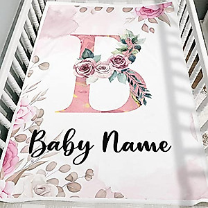 Zocoshi TeeWarrior Personalized Baby Blankets, Custom Baby Blanket - Baby Blanket with Name for Girls, Best Gift for Baby, Newborn Floral Plush Fleece (30x40)