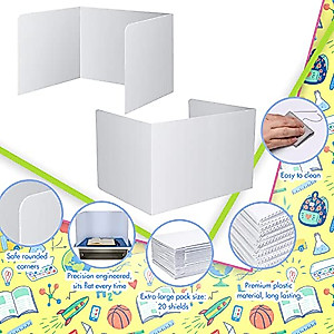 20Pcs 14 x 17.5 x 14 Inch Plastic Privacy Boards for Student Desks Boards Durable and Waterproof Folders Shields Test Desk Dividers Classroom Privacy Boards for School Study Teacher Supplies(White)