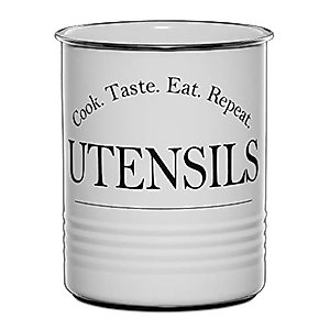 Bartnelli Large Kitchen Utensil Holder Organizer For Countertop, Farmhouse Storage Caddy With Stable Padded Base