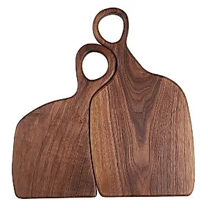 AXUYU Perfect Anniversary, Wedding, Housewarming Gifts for The Couple Cutting Board 2pcs Black Walnut Wood Cutting Board Set with Handle Decorative Serving Charcuterie Board for Kitchen