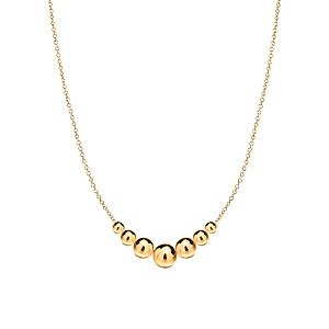 Savlano 925 Sterling Silver 14K Gold Plated 18 Inch Italian Solid Graduated Bead Ball Necklace Chain Comes With Gift Box for Women - Made in Italy (Yellow)