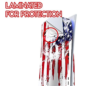 ITS A Skin Skins Compatible with Sony Playstation 5 Console Disc Edition - Protective Decal Overlay Stickers wrap Cover - U.S.A. Flag Skull Drip