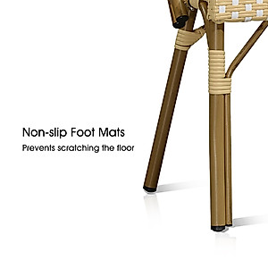 PURPLE LEAF Bistro Chair (Set of 2) French Hand-Woven Wicker Chairs for Outdoor Patio Porch Garden Indoor, Bamboo Print Finish, Cream Yellow, Dining Chairs