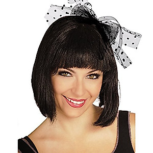 Hicarer 3 Pieces 80's Black Lace Headband with Bow 80s Theme Costumes Party Accessories Neon Lace Bow Headband for Women(Black)