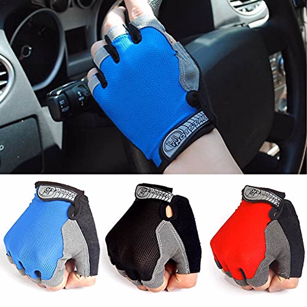 Xiaoling Cycling Bike Gloves, Summer Style High Elastic Breathable Mesh Half-Fingered Biking Gloves, Outdoor Sports Cycling Shock-Absorbing Anti-Slip Breathable MTB Road Biking Gloves