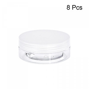 uxcell Round Plastic Jars with Transparent Screw Top Lid, 2oz/ 50ml Wide-mouth Clear Empty Containers for Storage, Organizing, 8Pcs