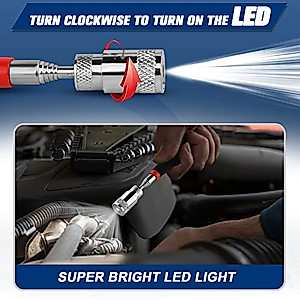 Magnetic Wristband, SURGEDO Magnetic Wrist Tool Holder with Strong Magnet for Screws, Also Includes Retractable Magnet Pick-Up Tool with LED, Small Gifts for Dad Men Husband